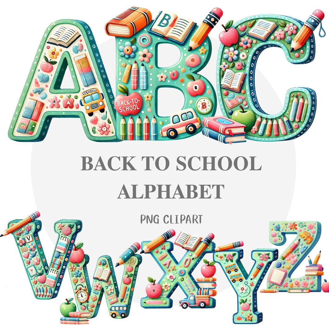 Back to School Alphabet Set, Alphabet Clipart, Teacher Clipart ...