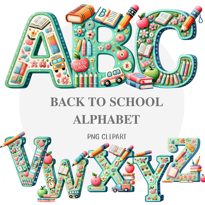 Back to School Alphabet Set, Alphabet Clipart, Teacher Clipart ...