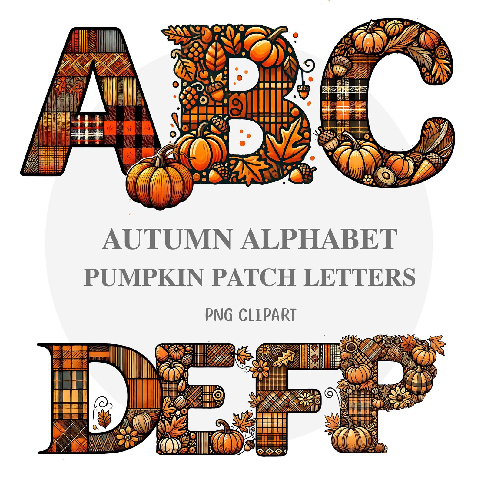 Autumn Alphabet Clipart, Autumn Alphabet, Pumpkin Letter Clipart, Fall ...