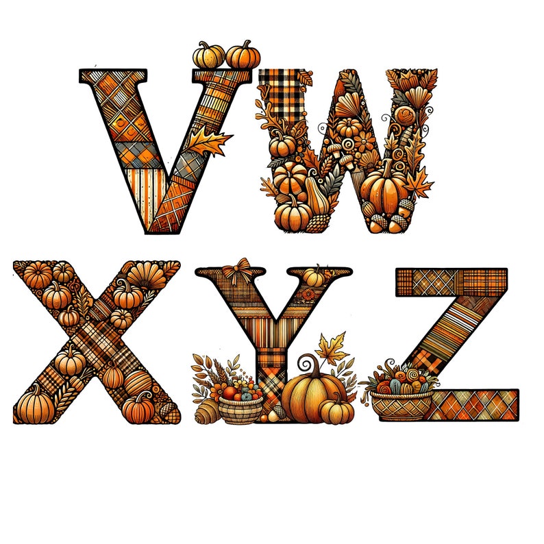 Autumn Alphabet Clipart, Autumn Alphabet, Pumpkin Letter Clipart, Fall ...