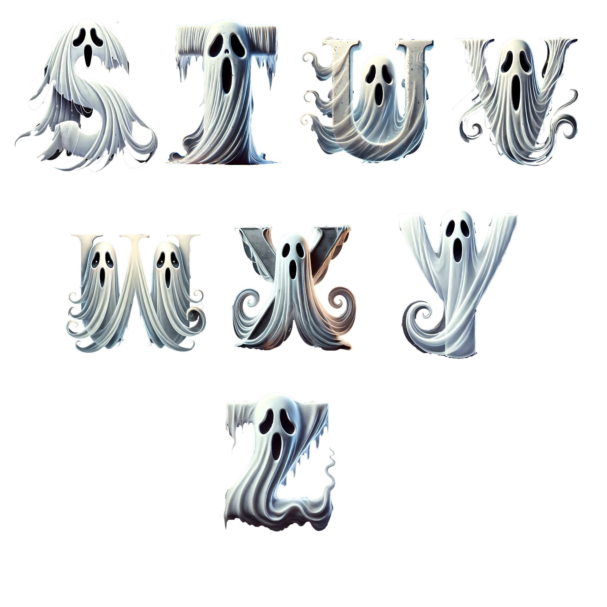 Ghost Alphabet, Spooky Letters, Abc Ghost, Abc Spooky, Halloweenghoste ...