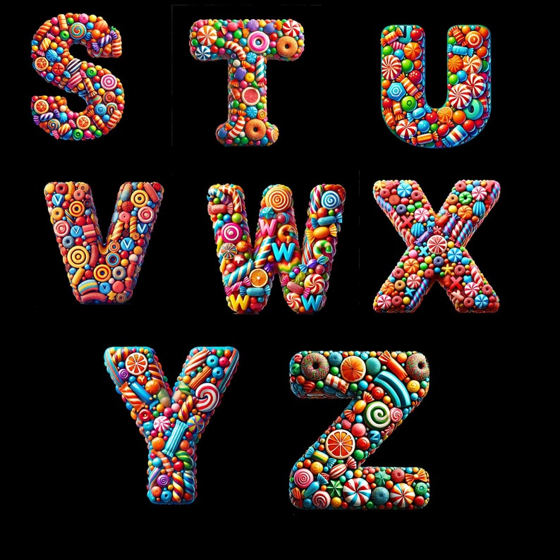 Sweet Candy Alphabet, Candy Letters, Sweet Alphabet, Colorful Candy ...