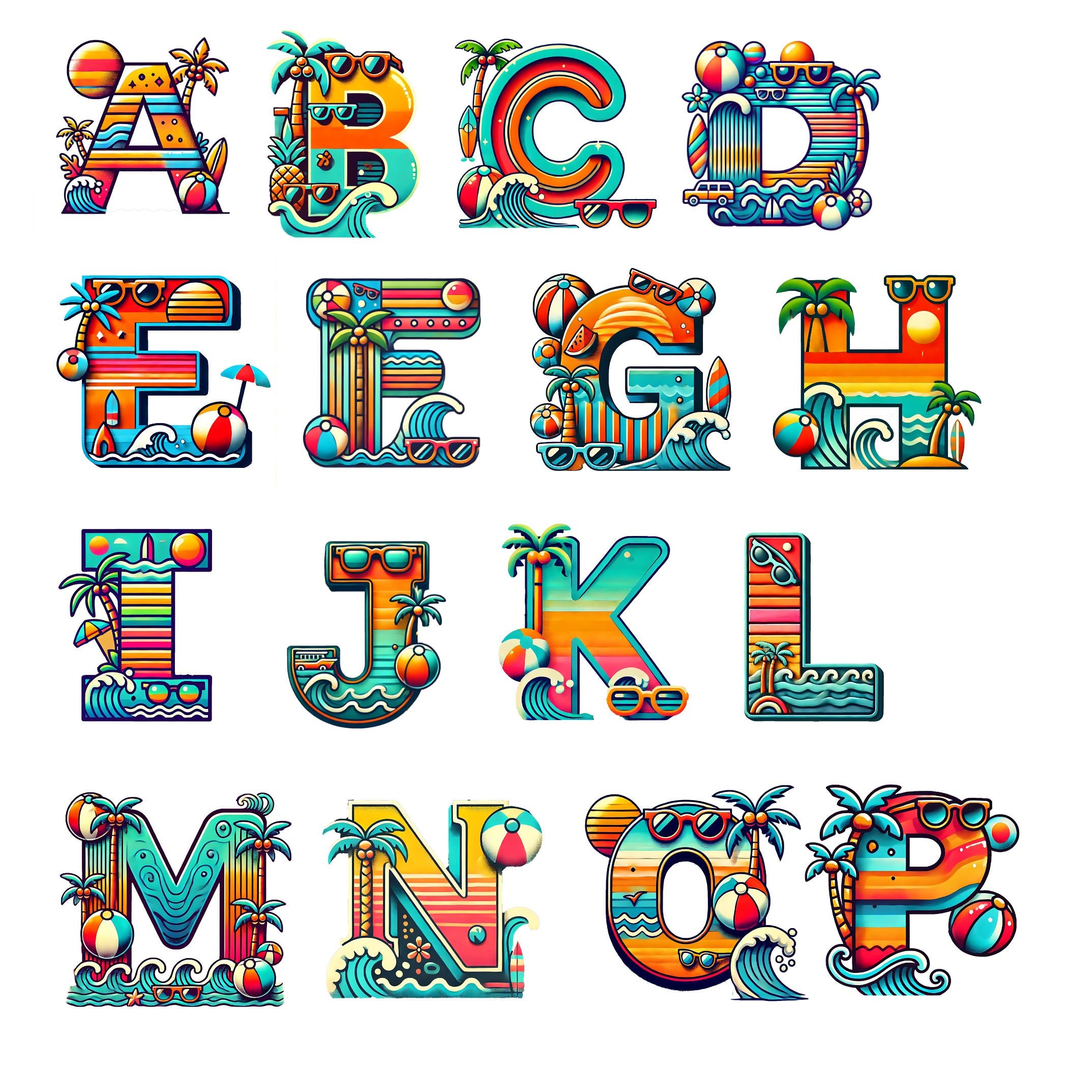 Summer Beach Alphabet, Summer Letter, Beach Letter, Summertrip Png ...