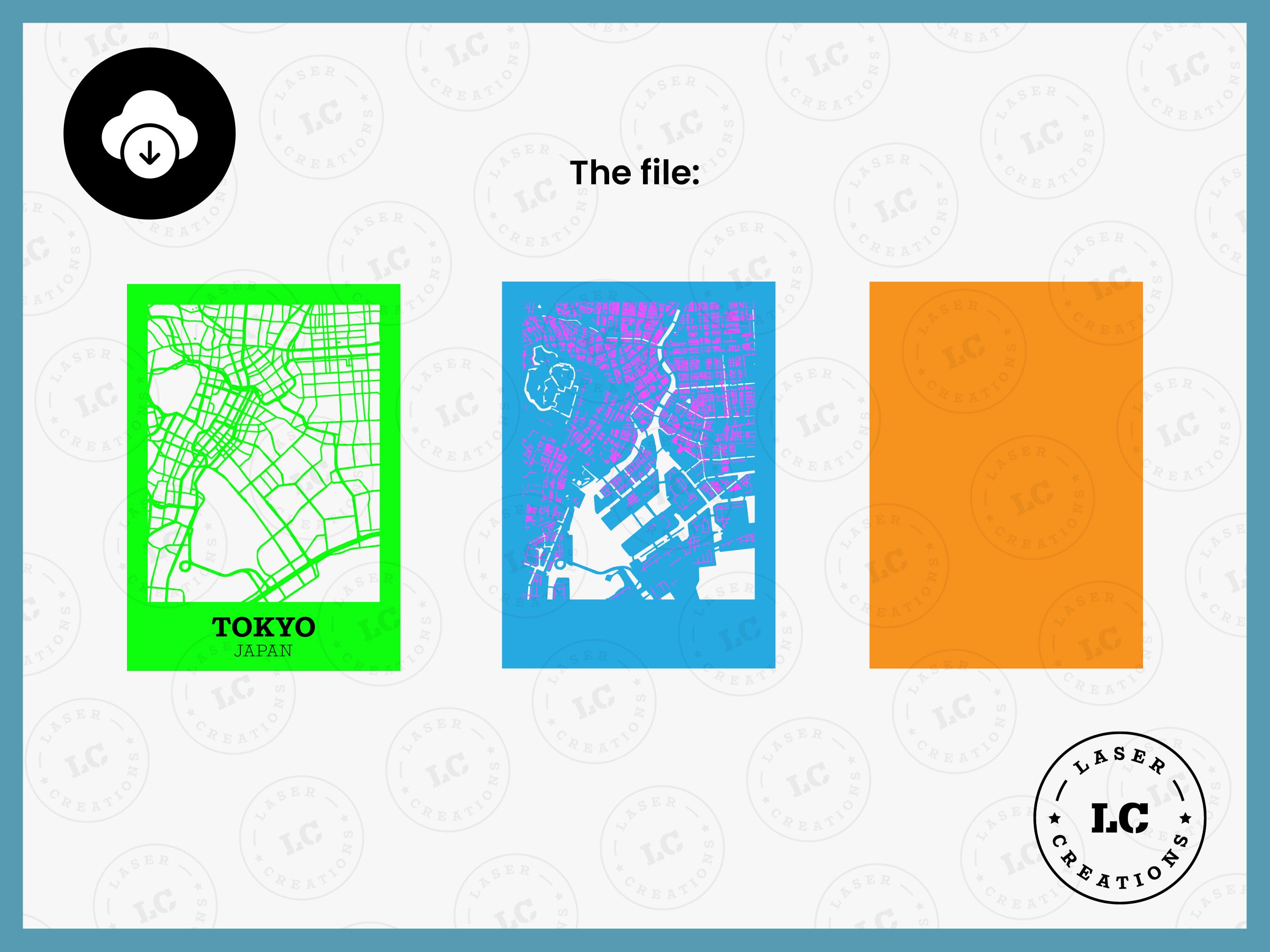 Tokyo Japan Map - Digital Laser File - Etsy