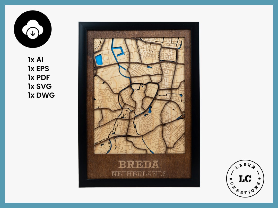 Breda Netherlands Map - Digital Laser File - Etsy