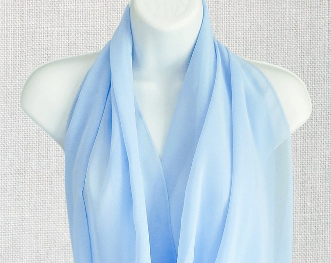 Light Blue Scarf, Baby Blue Stole, Sheer Chiffon Shawl, Pale Blue Wrap ...