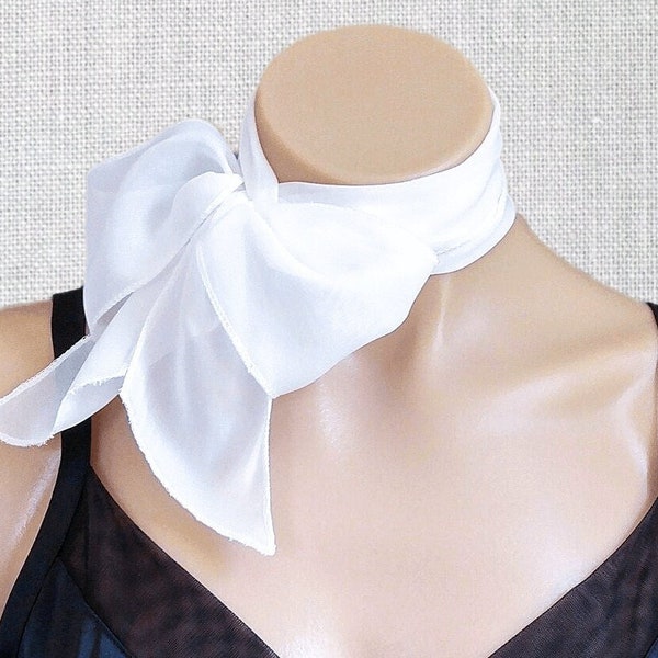White Chiffon Scarf - Etsy