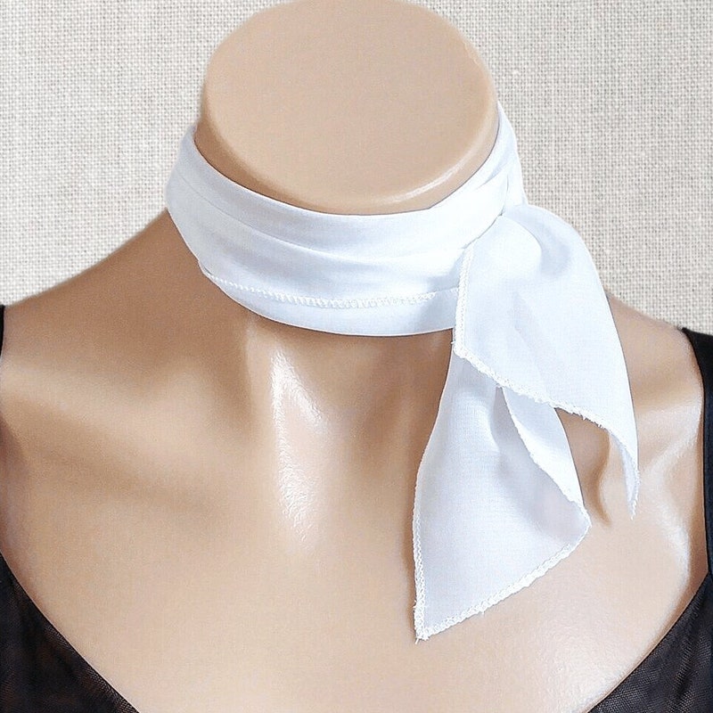 White Chiffon Scarf - Etsy