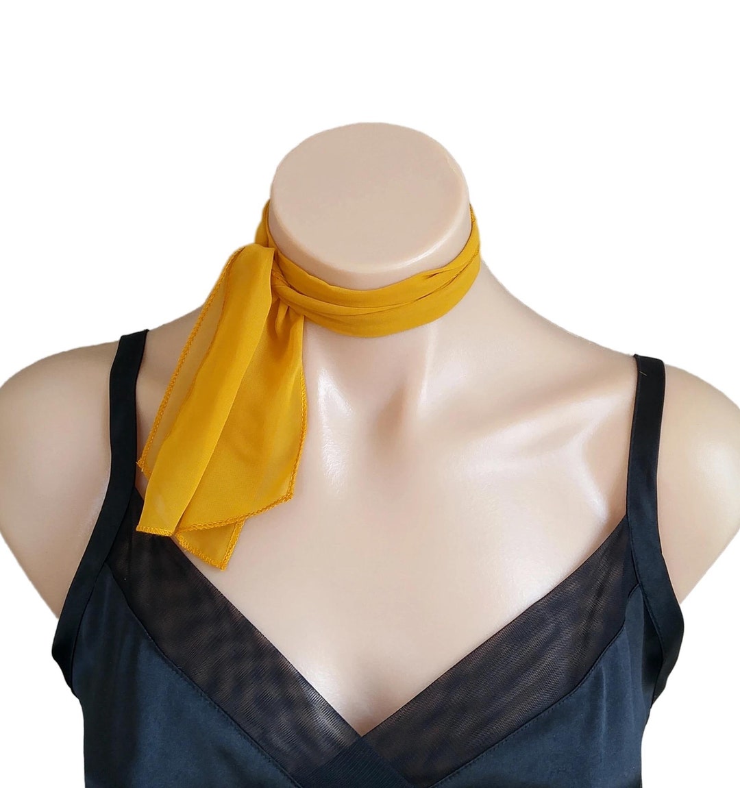 Gold Short Scarf: Boutique Handmade 50's Style Neck & Hair Tie, Sheer ...