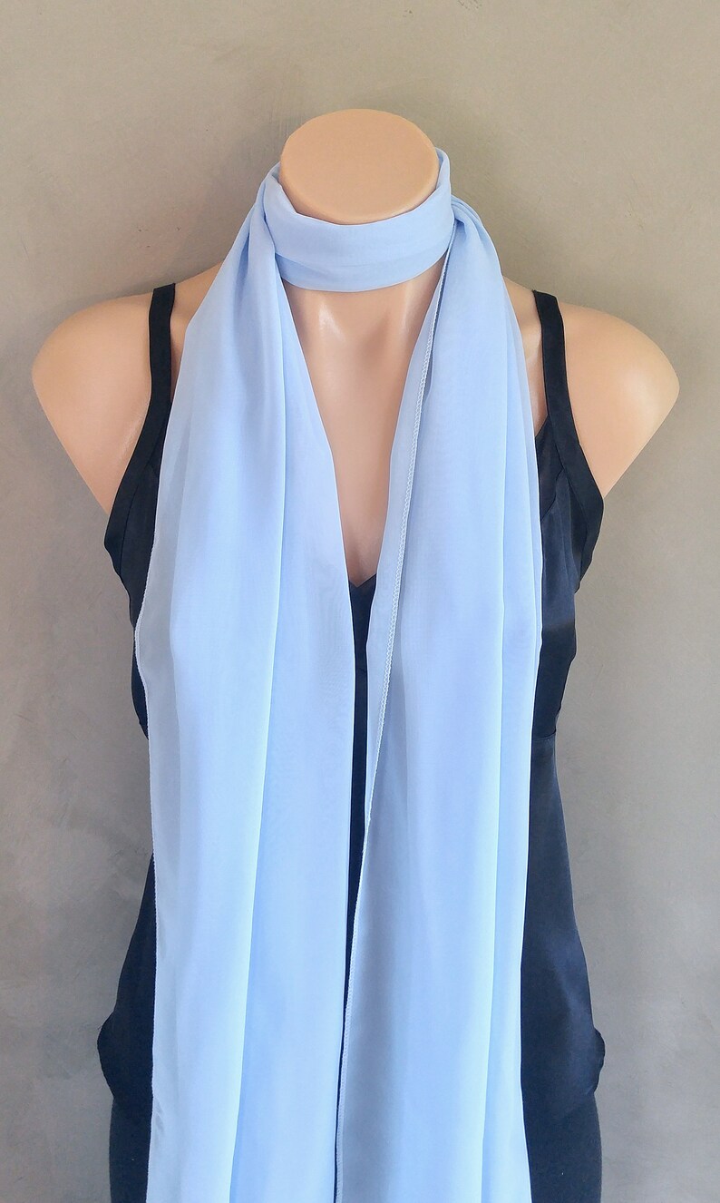 Light Blue Scarf Baby Blue Stole Sheer Chiffon Shawl Pale - Etsy