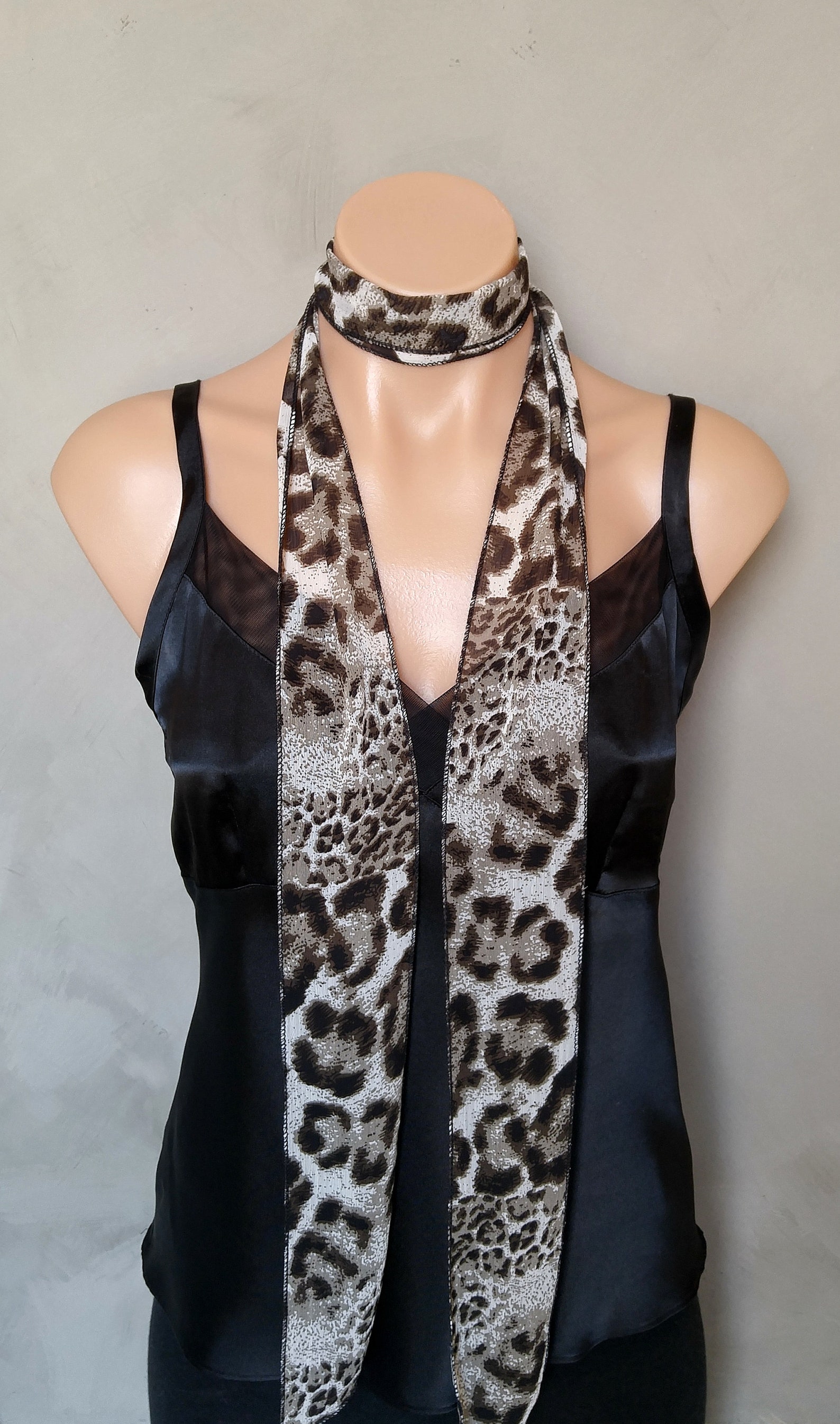 Choker Scarf Long Hair Scarf Animal Print Scarf Skinny Neck | Etsy