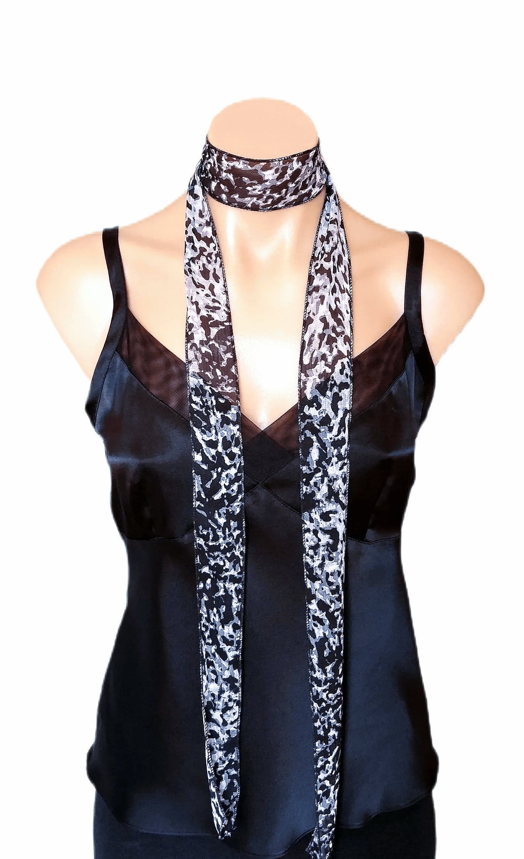 Choker Scarf, Choker Necklace, Black Skinny Scarf, Wrap Choker Scarf ...