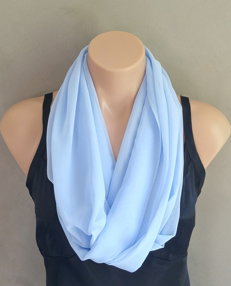 Light Blue Scarf Baby Blue Stole Sheer Chiffon Shawl Pale - Etsy