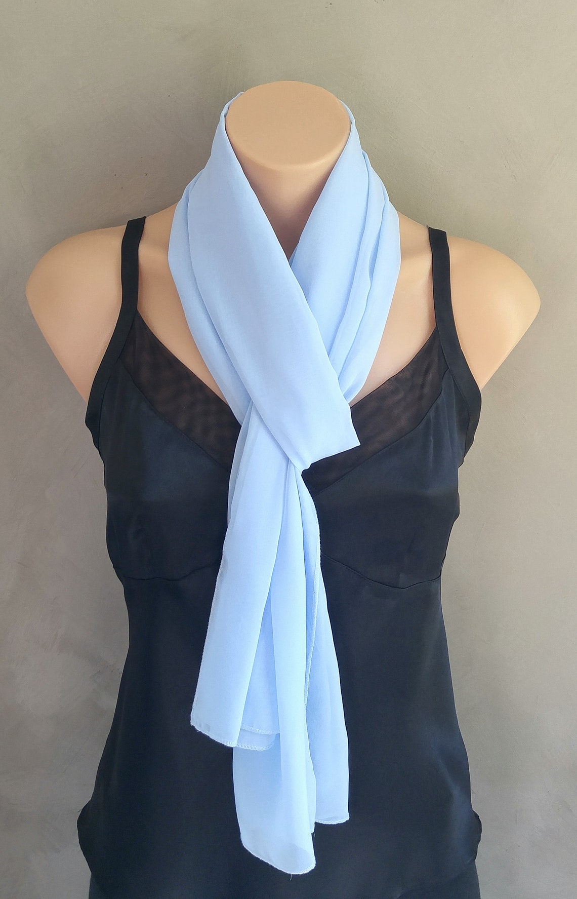 Light Blue Scarf Baby Blue Stole Sheer Chiffon Shawl Pale - Etsy