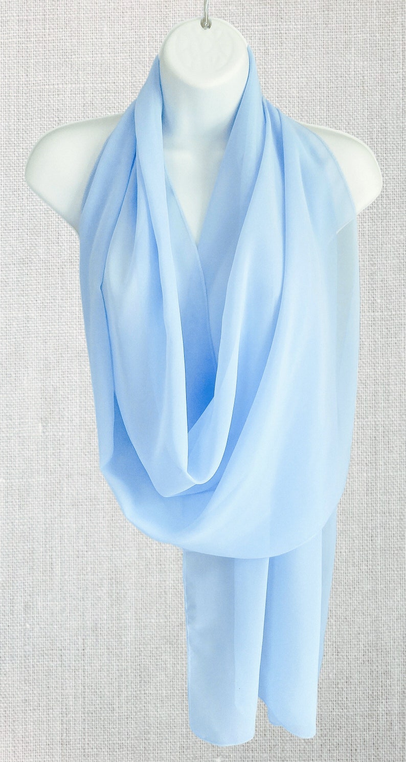 Light Blue Scarf Baby Blue Stole Sheer Chiffon Shawl Pale - Etsy