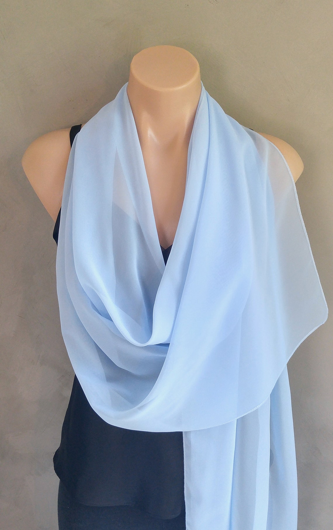 Light Blue Scarf Baby Blue Stole Sheer Chiffon Shawl Pale - Etsy