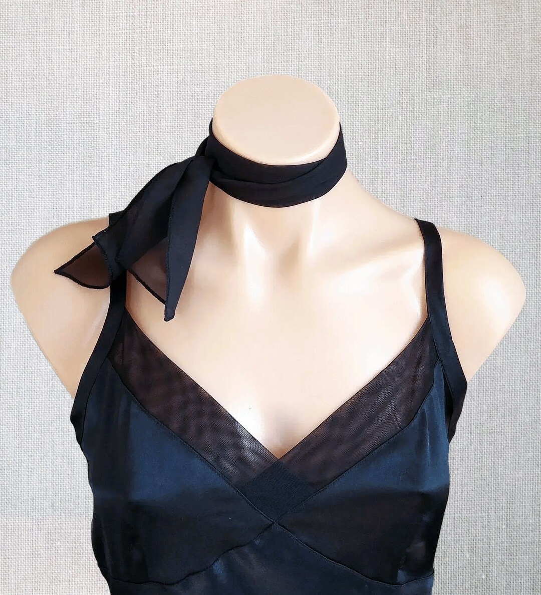 Small Short Black Scarf, Sheer Chiffon Scarf, Skinny Scarf, Hair Scarf ...