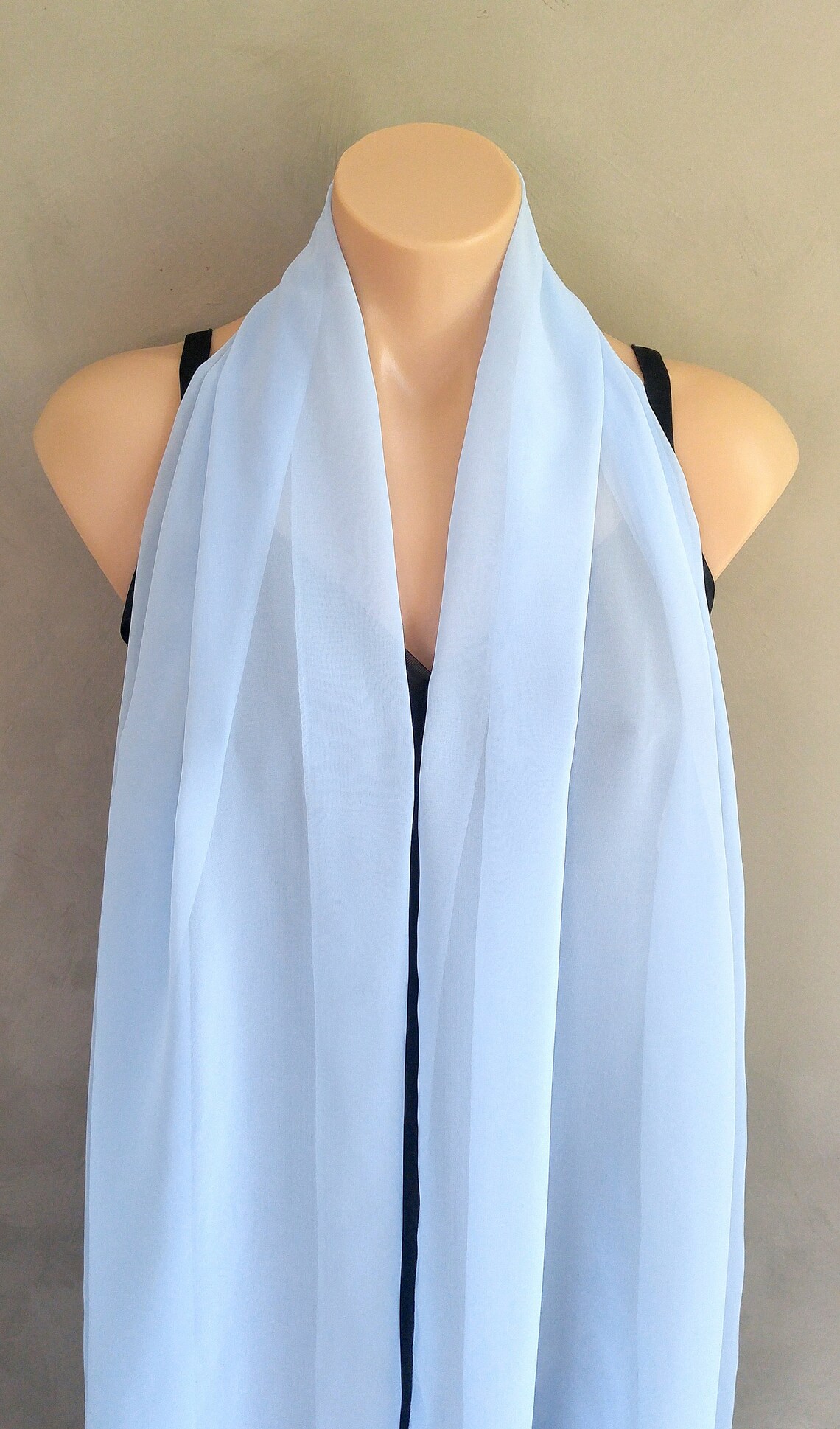 Light Blue Scarf Baby Blue Stole Sheer Chiffon Shawl Pale - Etsy