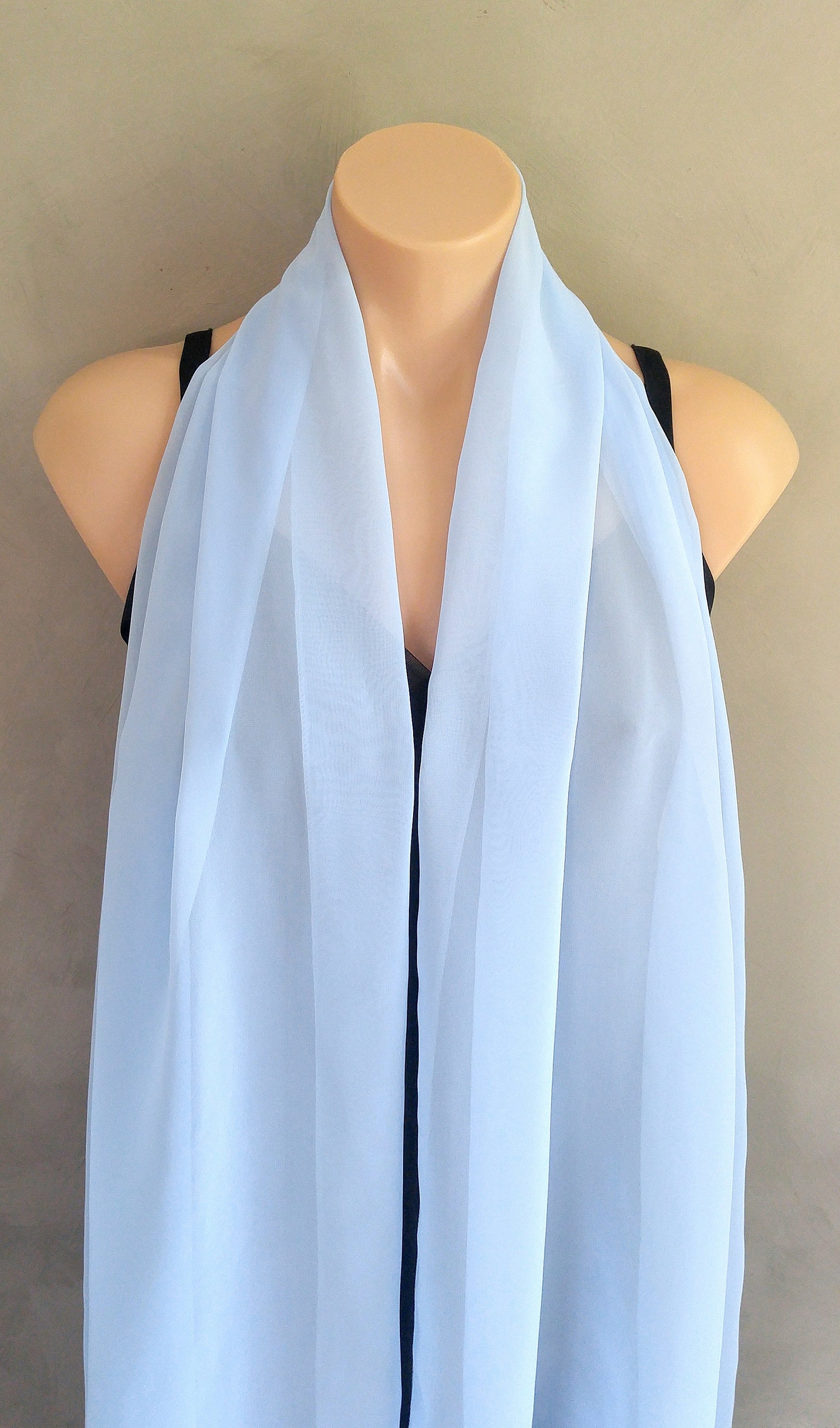 Light Blue Scarf Baby Blue Stole Sheer Chiffon Shawl Pale - Etsy