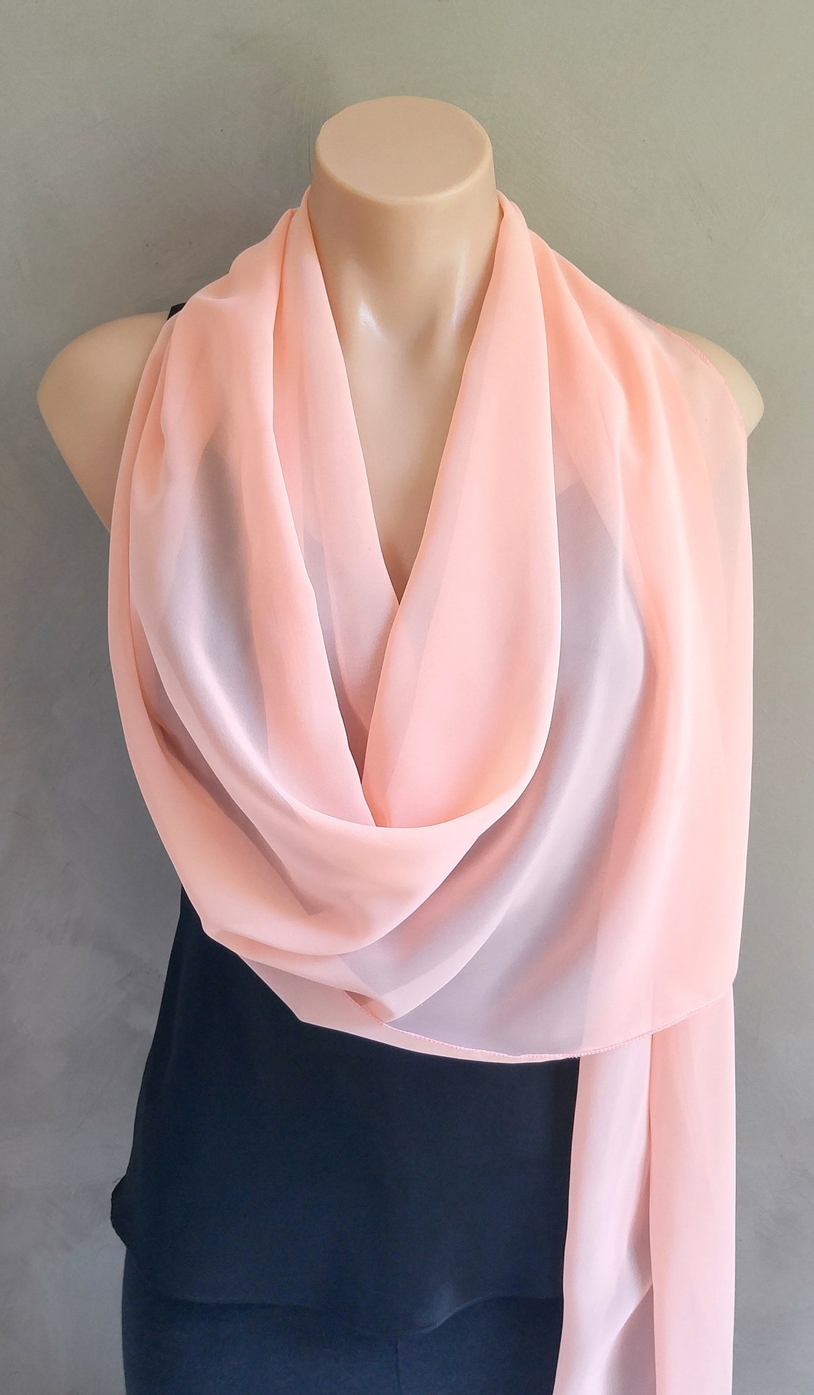 Peach Scarf Long Peach Scarf Peach Wedding Peach Scarf | Etsy