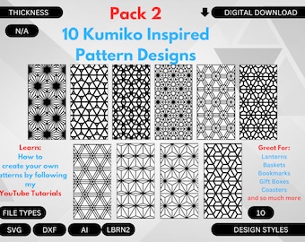 10 Kumiko Patterns, Geometric Designs, SVG Bundle for Lanterns ...