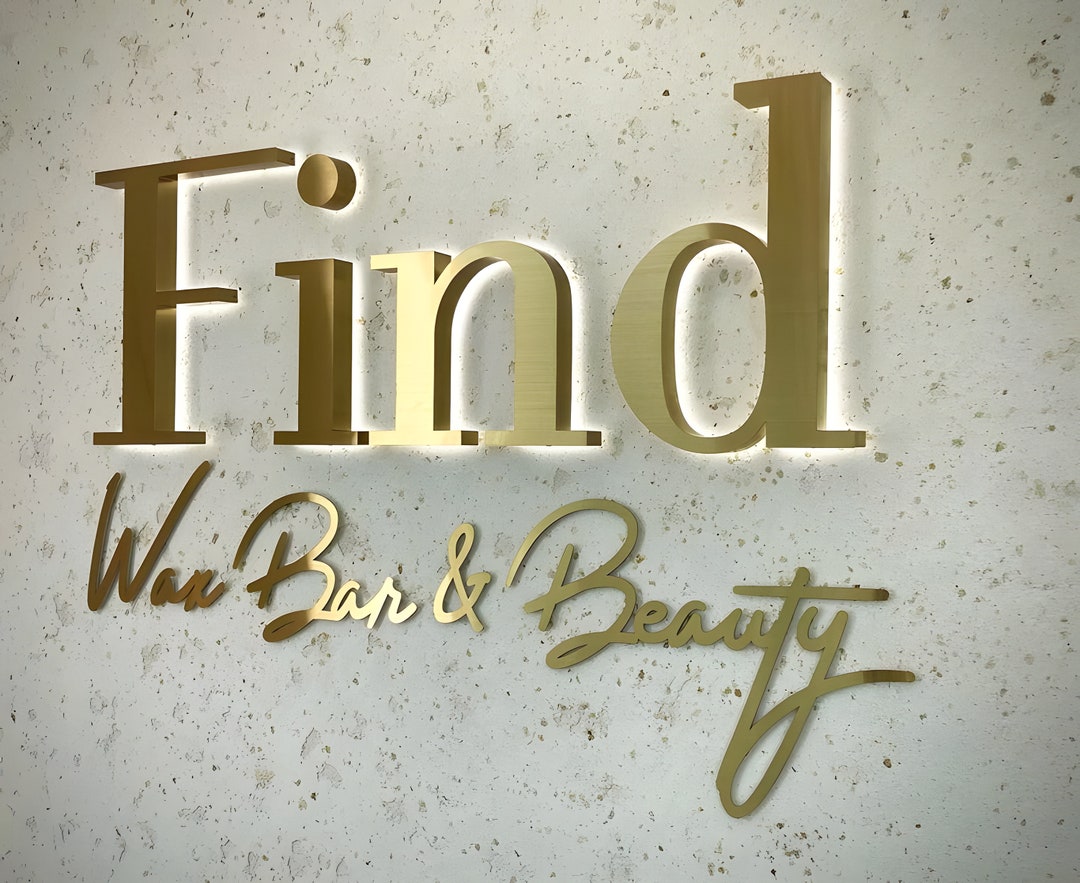 Custom Backlit Sign, Light up Logo Sign, Salon Sign, 3D Metal ...