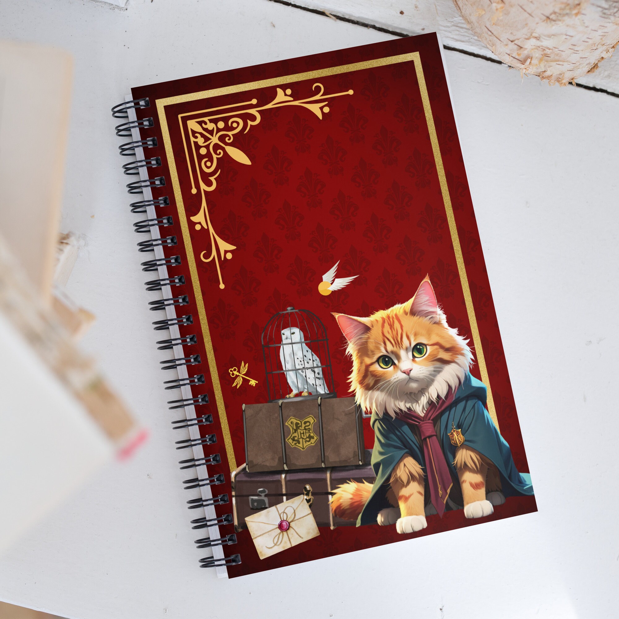 Hogwarts House Gryffindor Harry Potter Inspired Notebook Cat Lover Gift ...