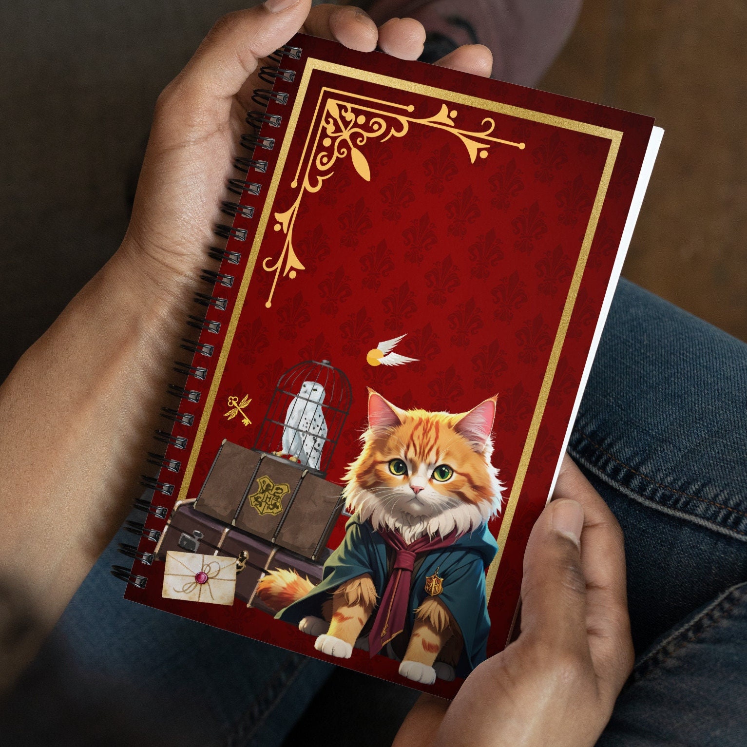 Hogwarts House Gryffindor Harry Potter Inspired Notebook Cat Lover Gift ...
