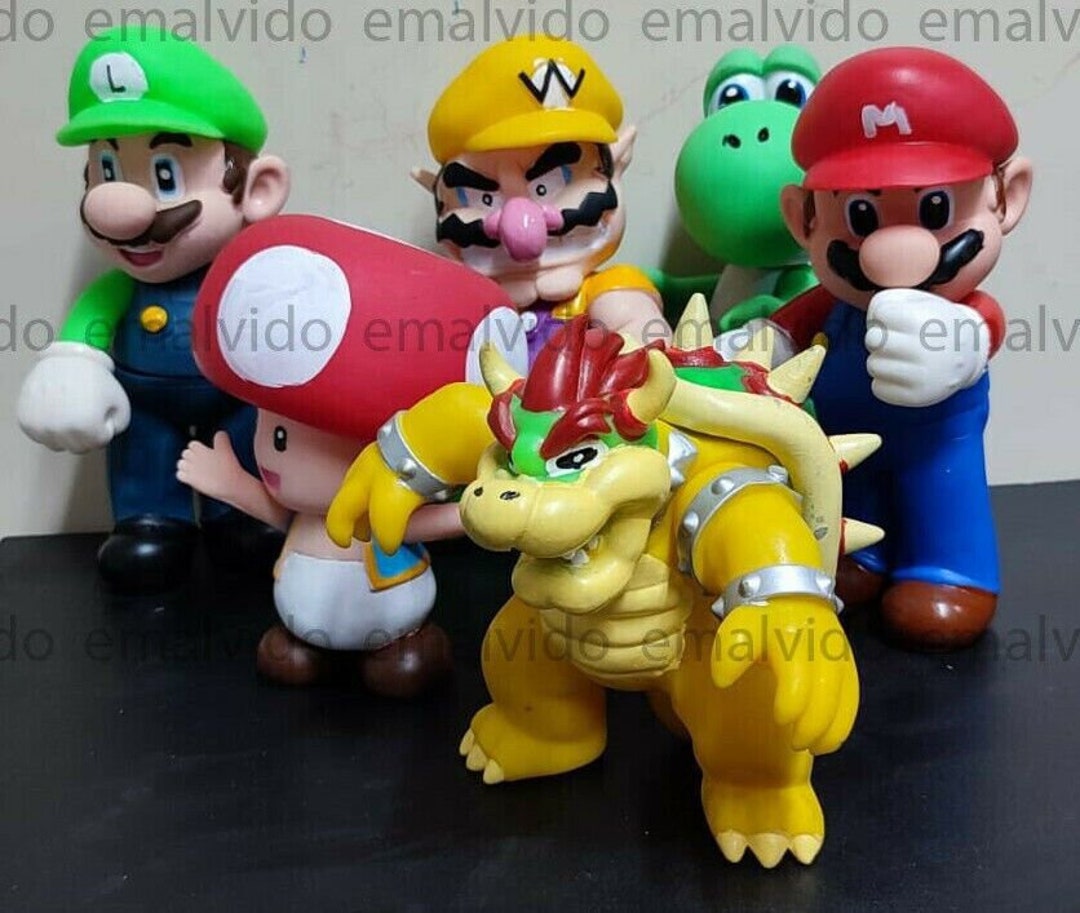 Super Mario Bros Bundle Yoshi Wario Luigi Toad Bowser PVC Plastic ...