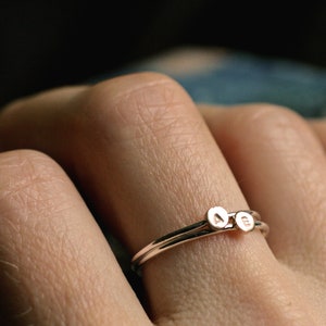 Tiny Initial Ring Stacking Initial Ring Small Gold Initial Ring Silver Stacking Ring ...
