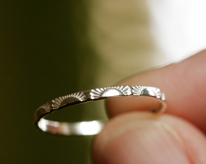 Original Sterling Silver Sunrise Ring- Handmade Stackable Sun Ring ...