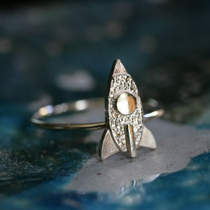 Dainty Rocket Ring- Handmade Celestial Space Jewelry- Minimalist ...