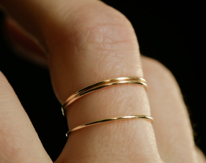 Dainty Stackable Rings- Thin Wedding Bands- Minimalist- Solid Gold ...