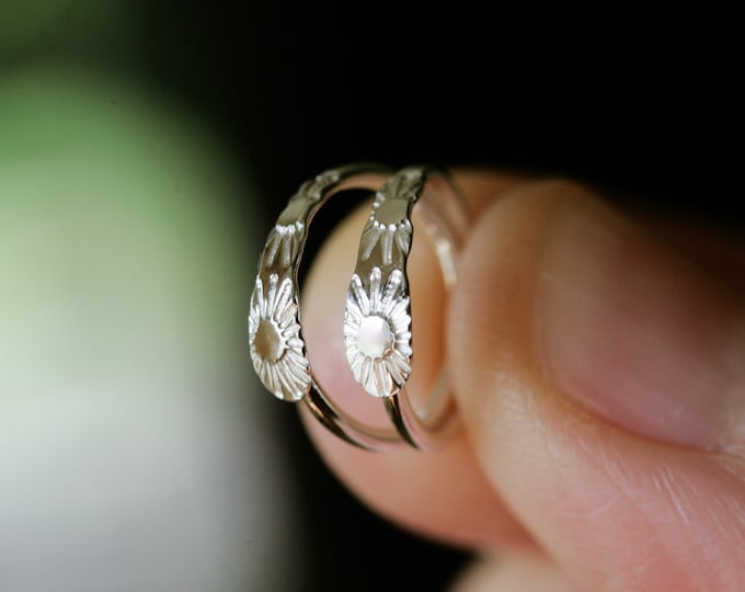 Silver Sun Hoop Earrings-handmade Endless Hoops- Dainty Sunshine Earrings- Celestial Jewelry ...