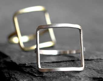 Big square necklace modern minimalist extra large open square | Etsy