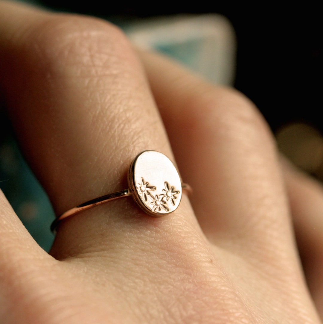 Handmade Oval Star Signet Ring- STAR GAZER- Available in Solid Bronze ...