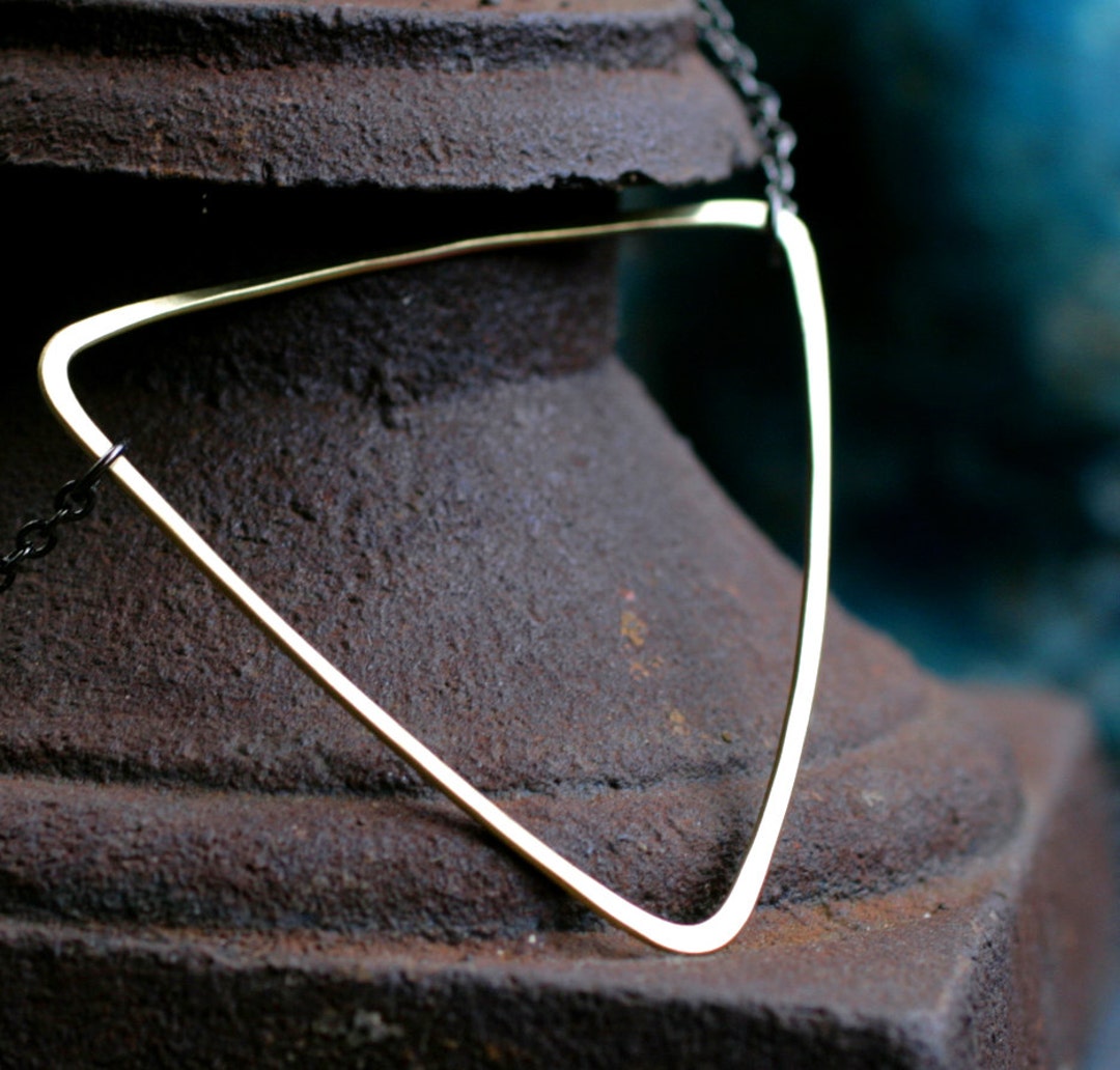 Triangle Necklace Gold Modern Minimalist Brushed Brass Simple Gold ...