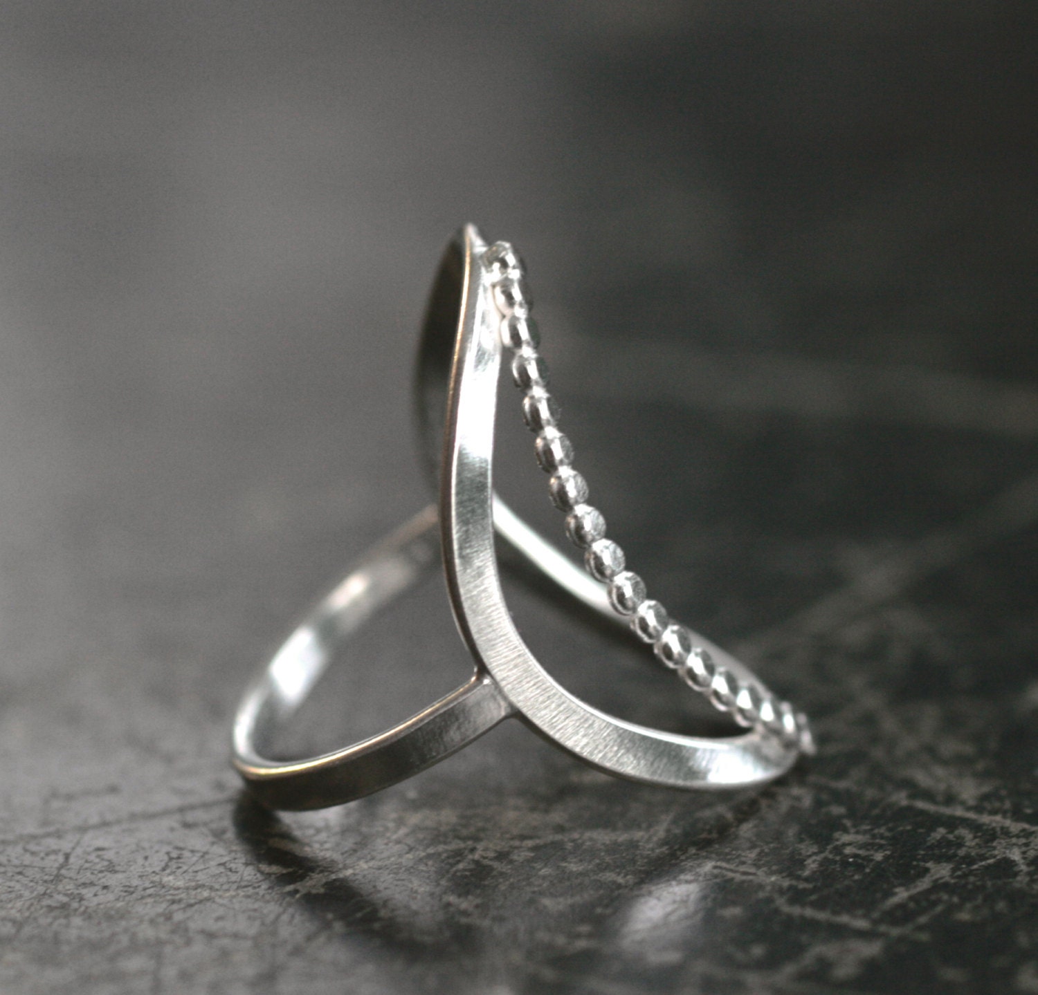 Silver Big Circle Ring Modern Cocktail Ring Matte Sterling | Etsy