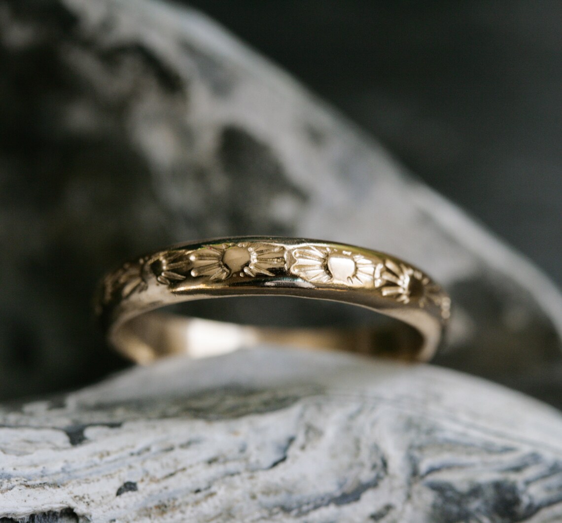 Hand Stamped Sun Ring- Sunshine Band- Positive Jewelry- Half Round ...