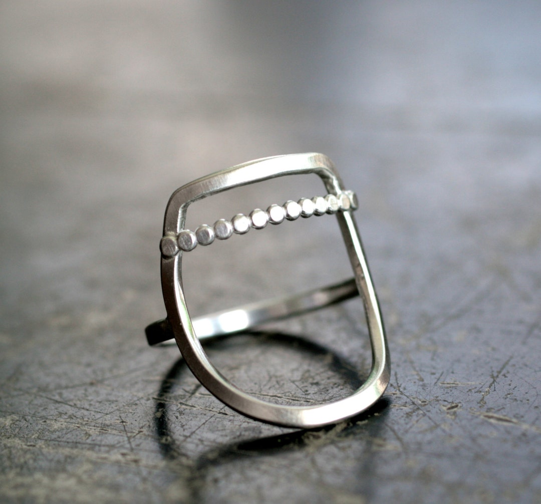Modern Silver Ring Minimalist Cocktail Ring Matte Sterling Silver ...