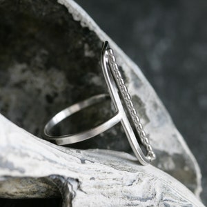 Silver Rectangle Ring Minimalist Cocktail Ring Sterling Delicate Statement Ring Modern Square ...