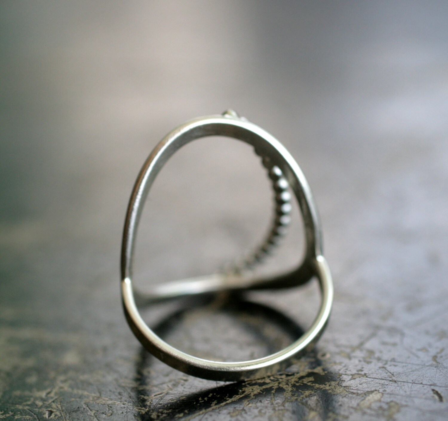 Silver Big Circle Ring Modern Cocktail Ring Matte Sterling | Etsy