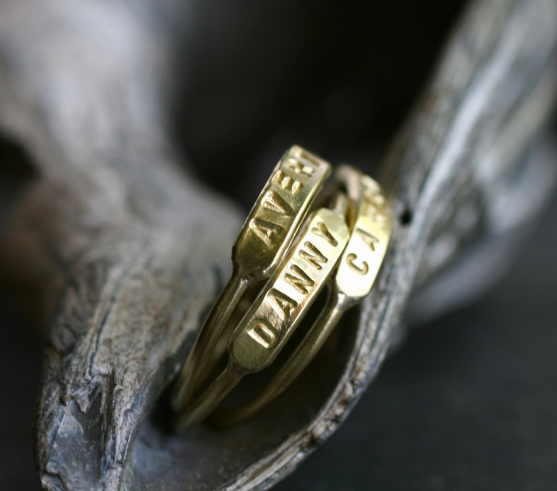 Stackable Name Ring Initial Ring Silver Id Ring Gold Stacking - Etsy