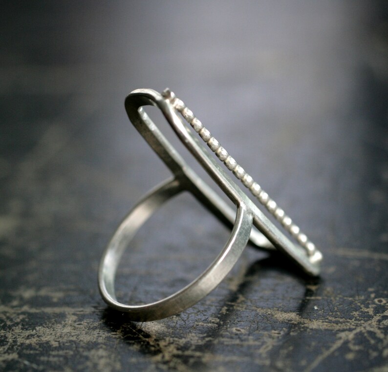 Silver Rectangle Ring Minimalist Cocktail Ring Sterling | Etsy
