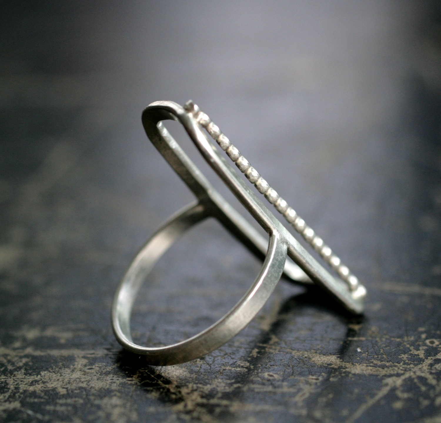 Silver Rectangle Ring Minimalist Cocktail Ring Sterling | Etsy