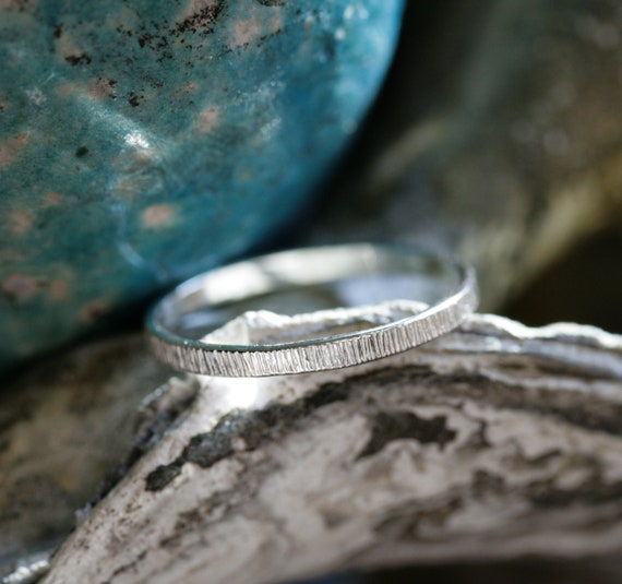 Textured Silver Band Solid Sterling Silver Stacking Ring Line - Etsy