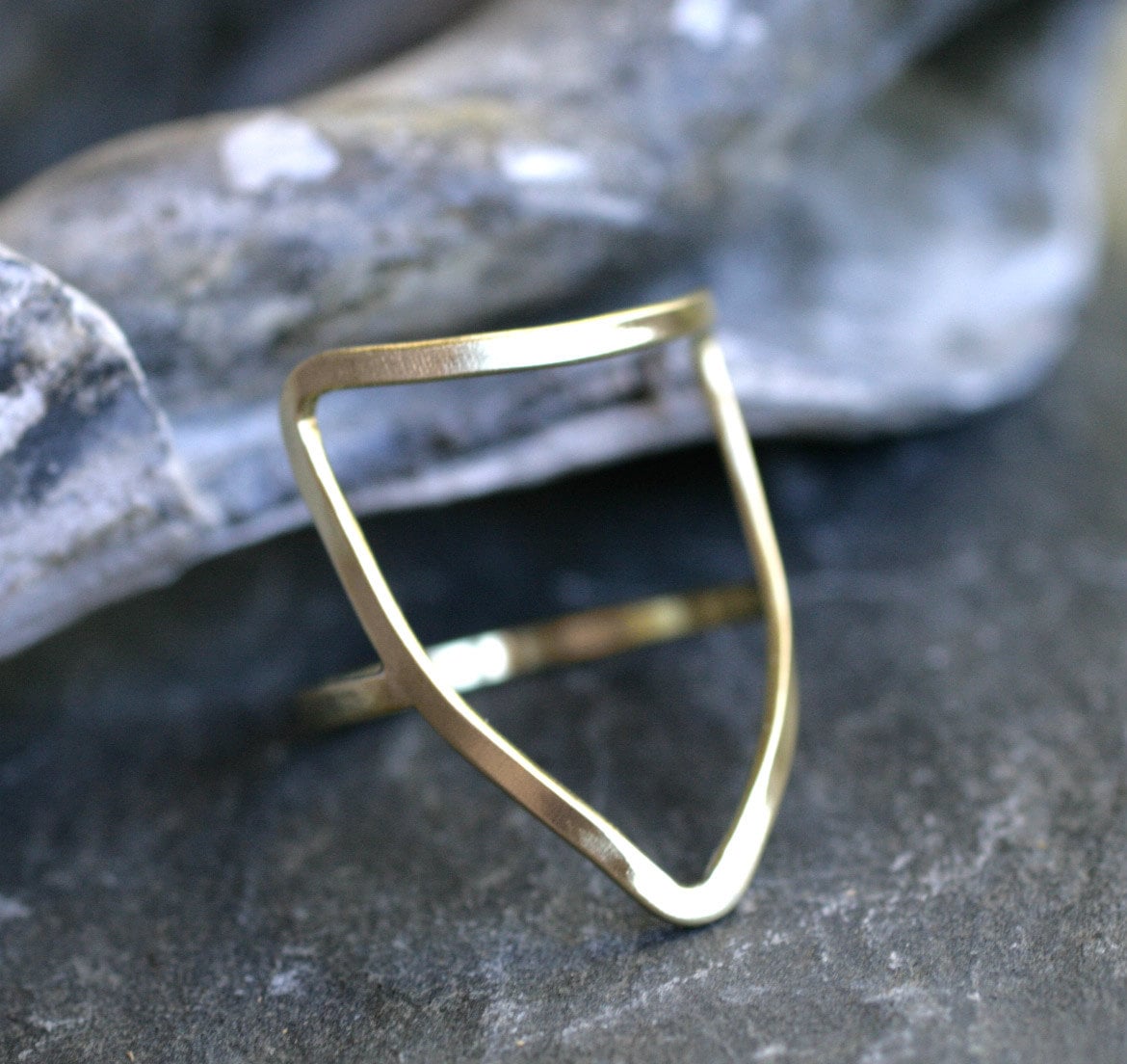 Shield Ring Minimalist Ring Solid Gold Ring Modern Cocktail Ring Silver ...