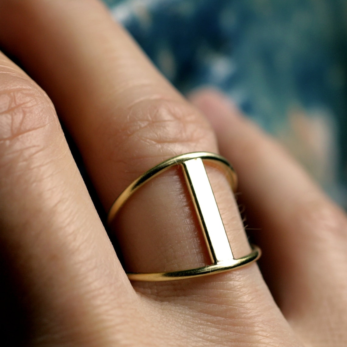 Bar Ring Modern Gold Bar Ring Minimalist Ring Cage Ring Line - Etsy
