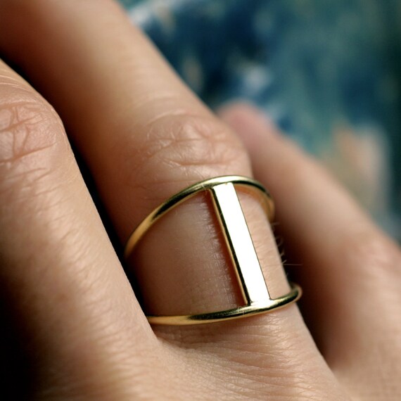 Bar Ring Modern Gold Bar Ring Minimalist Ring Cage Ring Line - Etsy