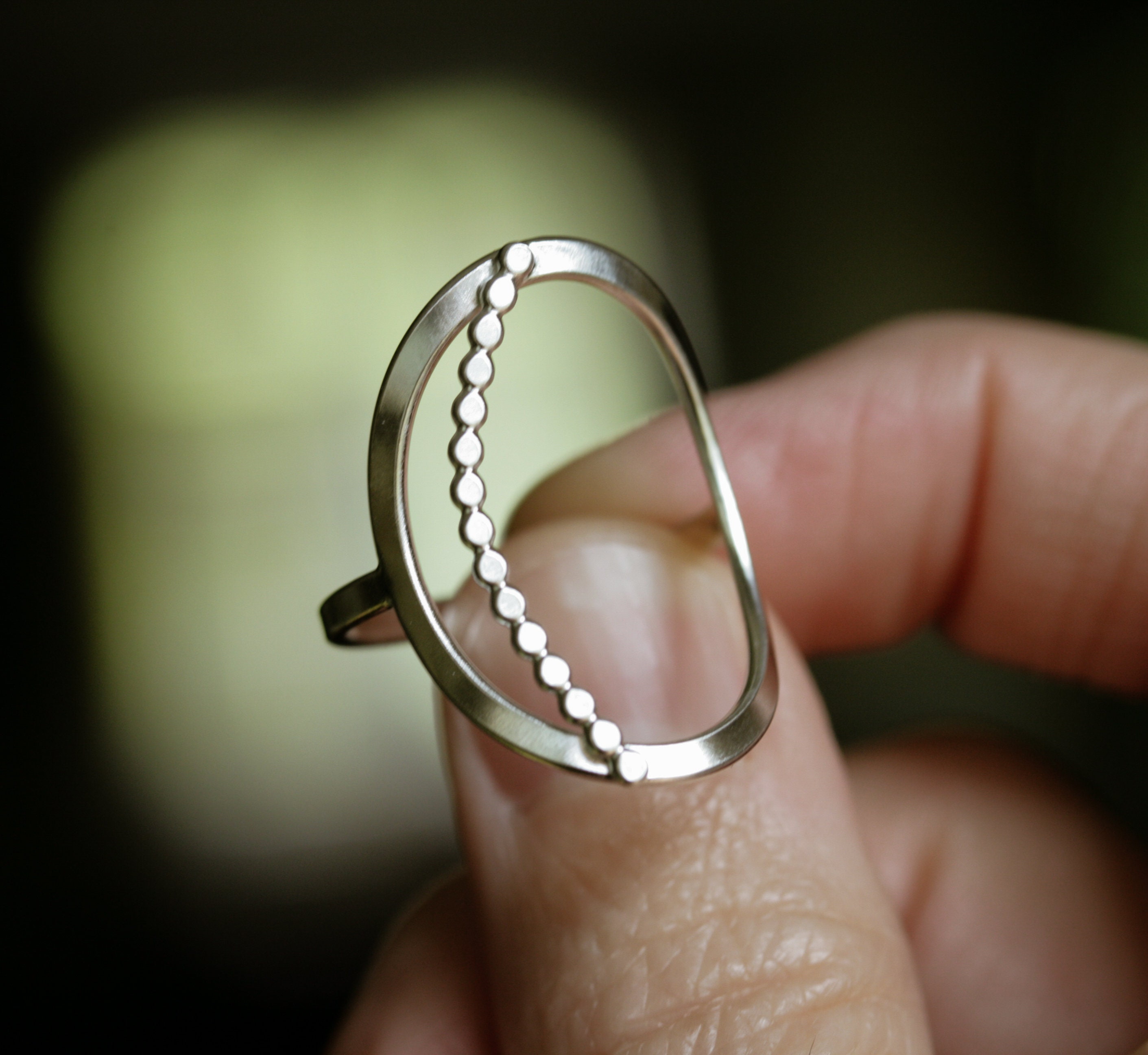 Silver Big Circle Ring Modern Cocktail Ring Matte Sterling - Etsy